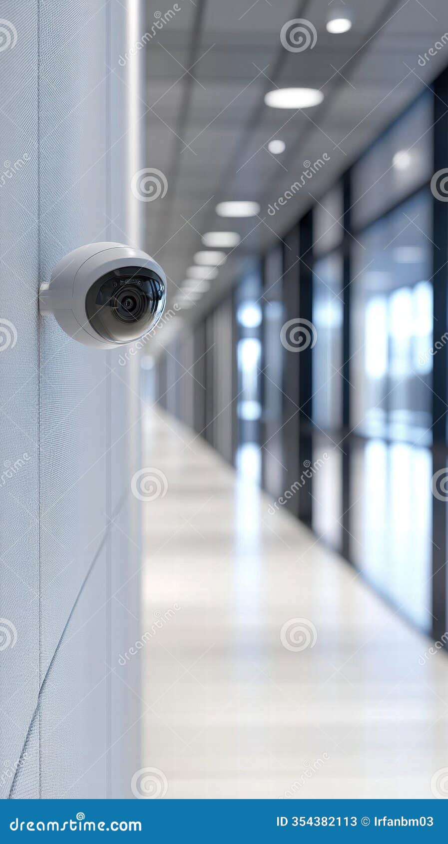 Security Camera Monitors Empty Hallway with Modern Design and ...