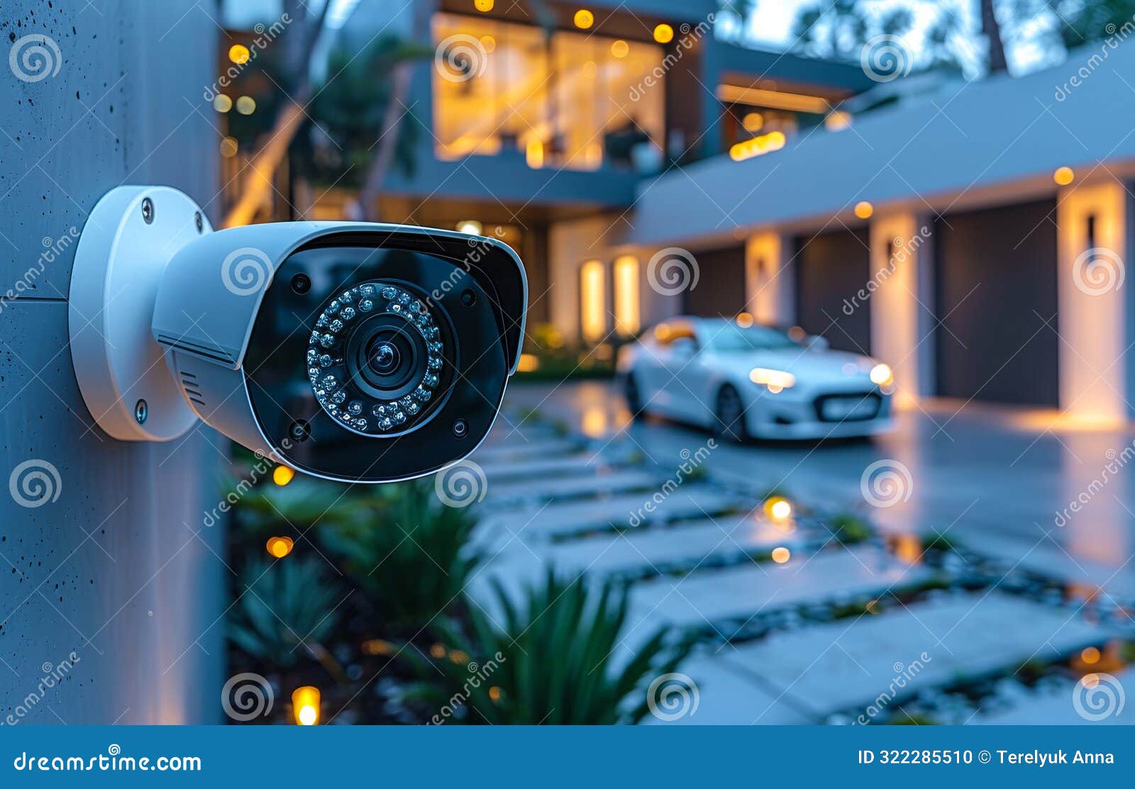 Security Camera Mounted on Home Exterior Stock Photo - Image of outdoor ...