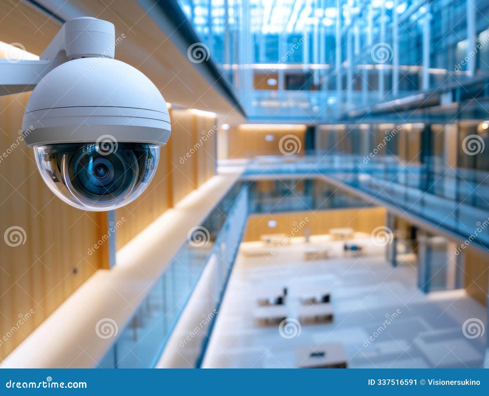 Security Camera Mounted in Modern Office Building Lobby Stock ...