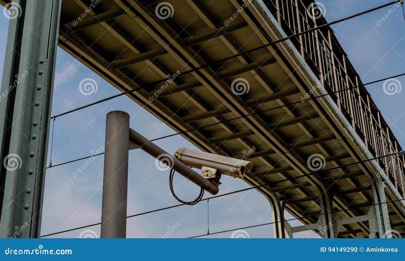 Security Camera Mounted Under a Bridge Stock Photo - Image of look ...