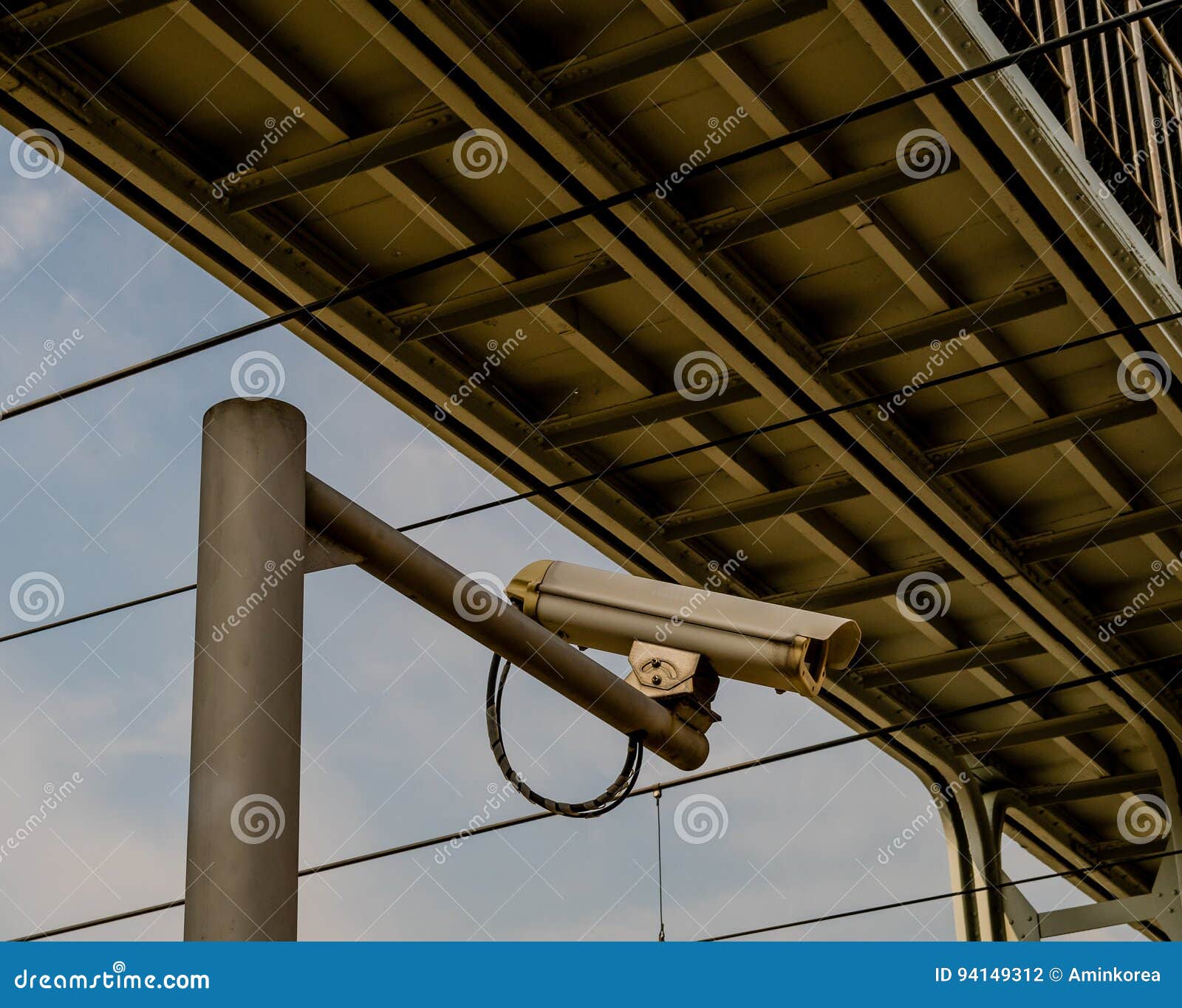Security Camera Mounted Under a Bridge Stock Photo - Image of ...