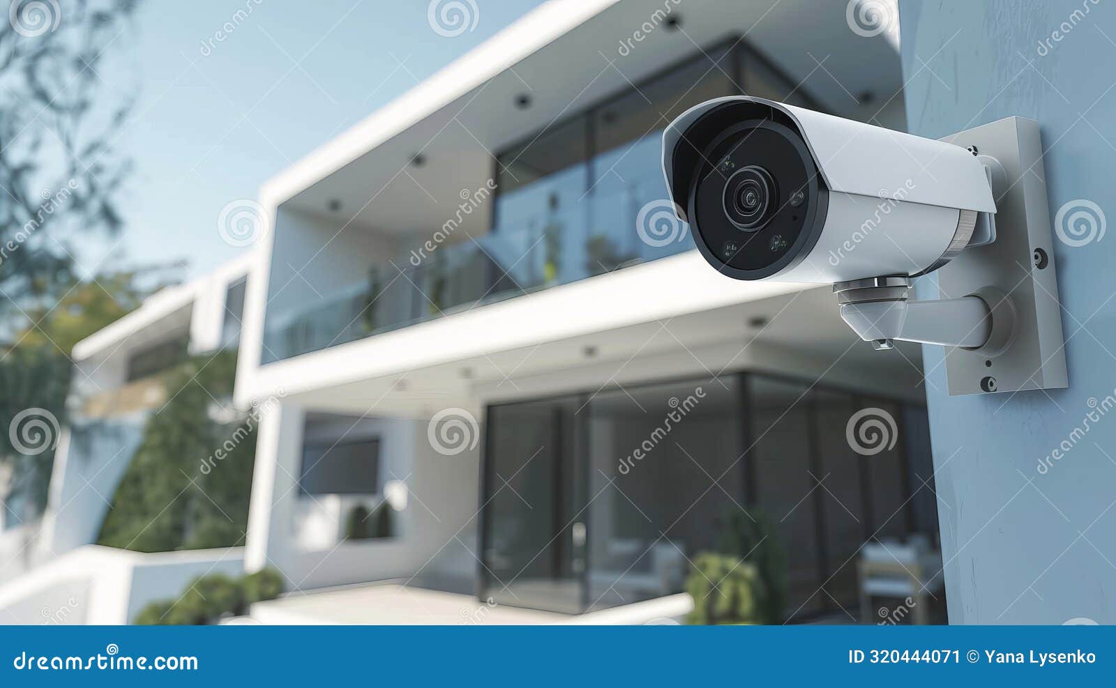 Security Camera Mounted on the Wall of a Modern House. Concept of Home ...