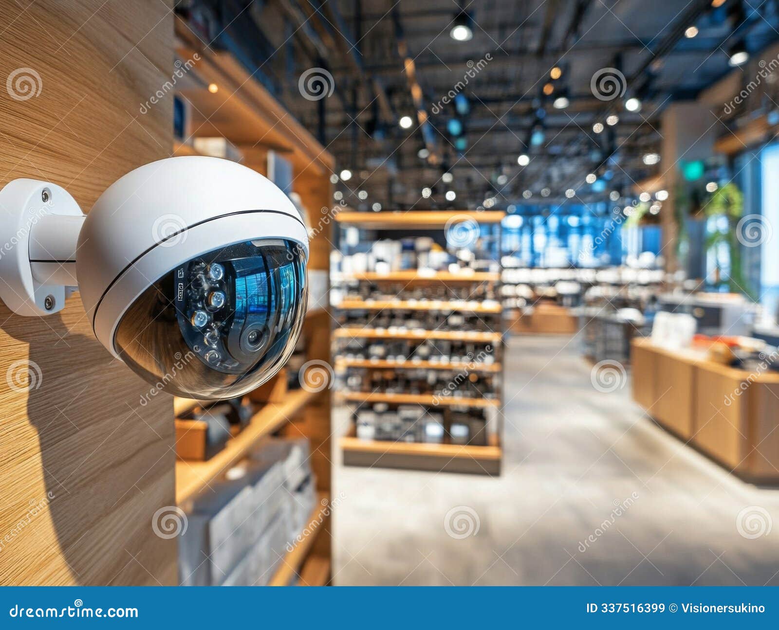 Security Camera Mounted on Wall in Retail Store Stock Illustration ...
