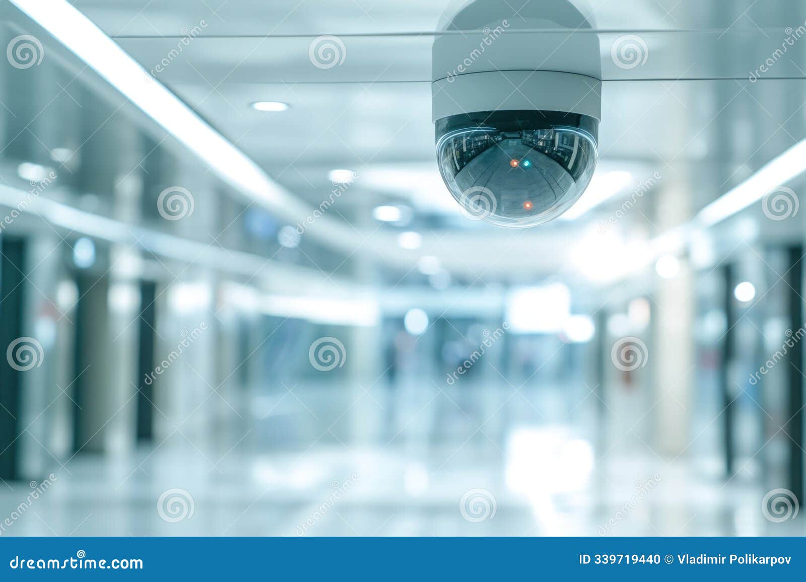 A Security Camera Mounted on a Wall in a Typical Office or Commercial ...