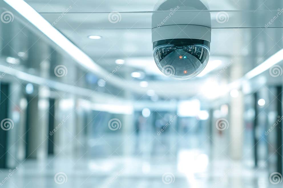 A Security Camera Mounted on a Wall in a Typical Office or Commercial ...
