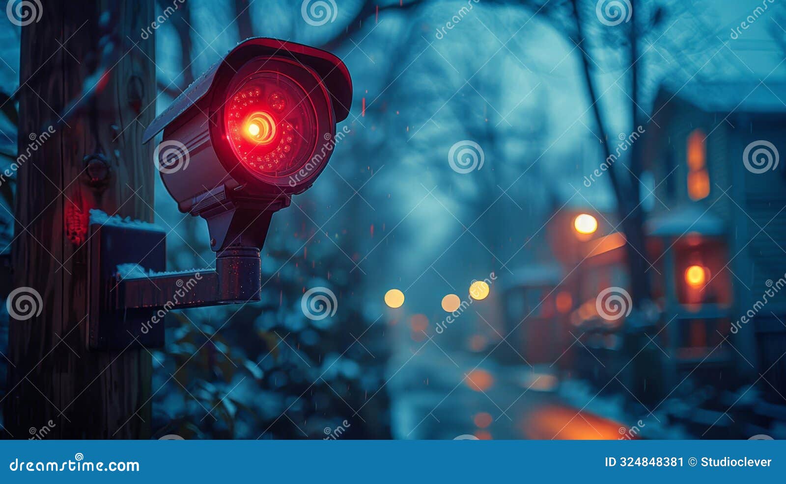 Security Camera at Night in Residential Area, Generative AI Stock Image ...