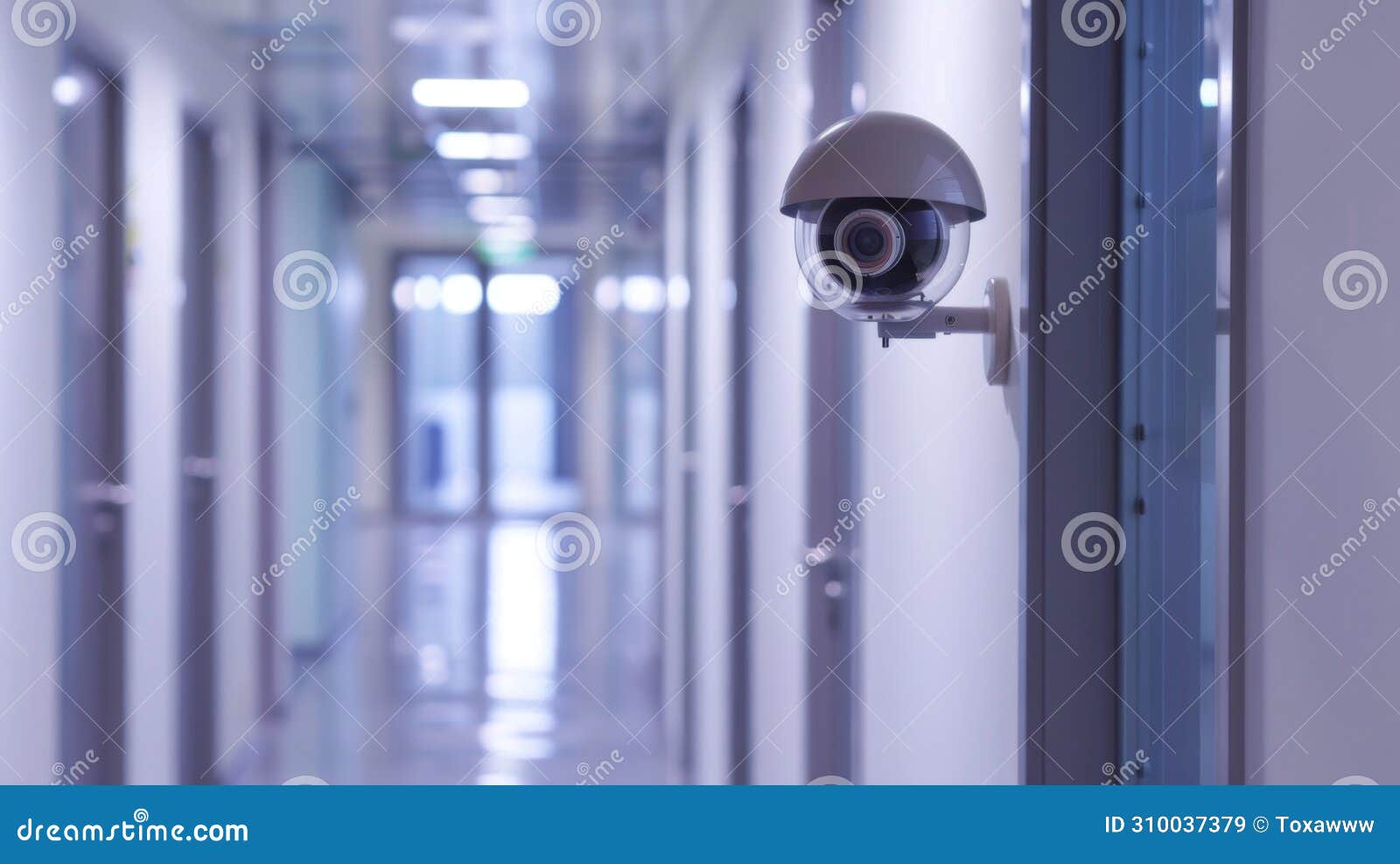 Security Camera Observing an Empty Office Hallway Stock Image - Image ...