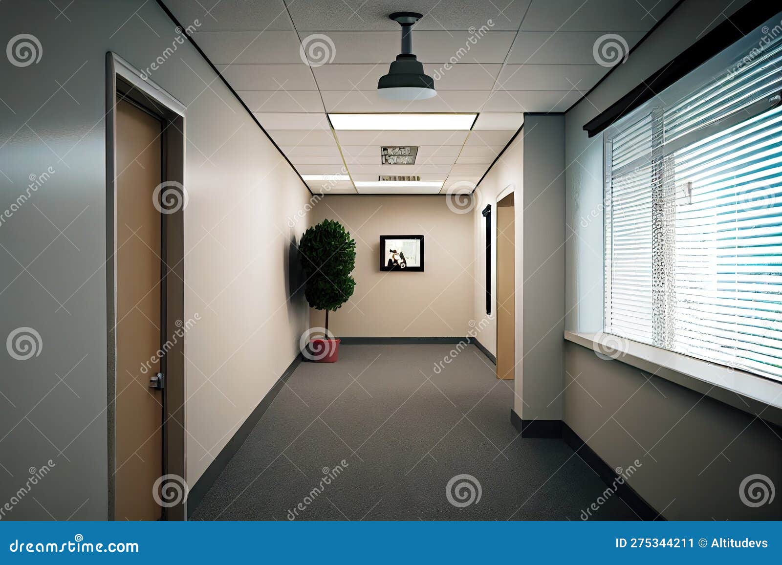 Security Camera in Office Hallway, with View of the Entrance and Exit ...