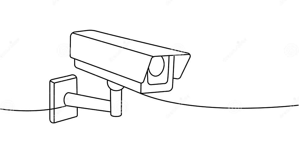 Security Camera One Line Continuous Drawing. Video Surveillance Stock ...
