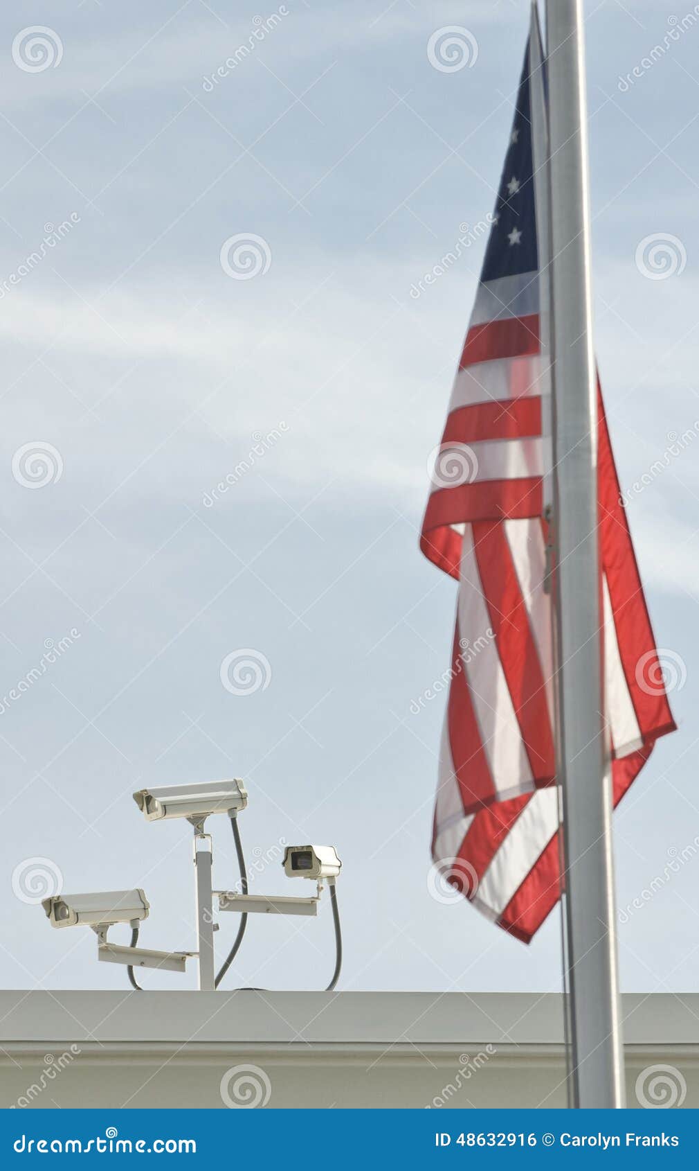 Security Camera with Out of Focus American Flag Stock Photo - Image of ...