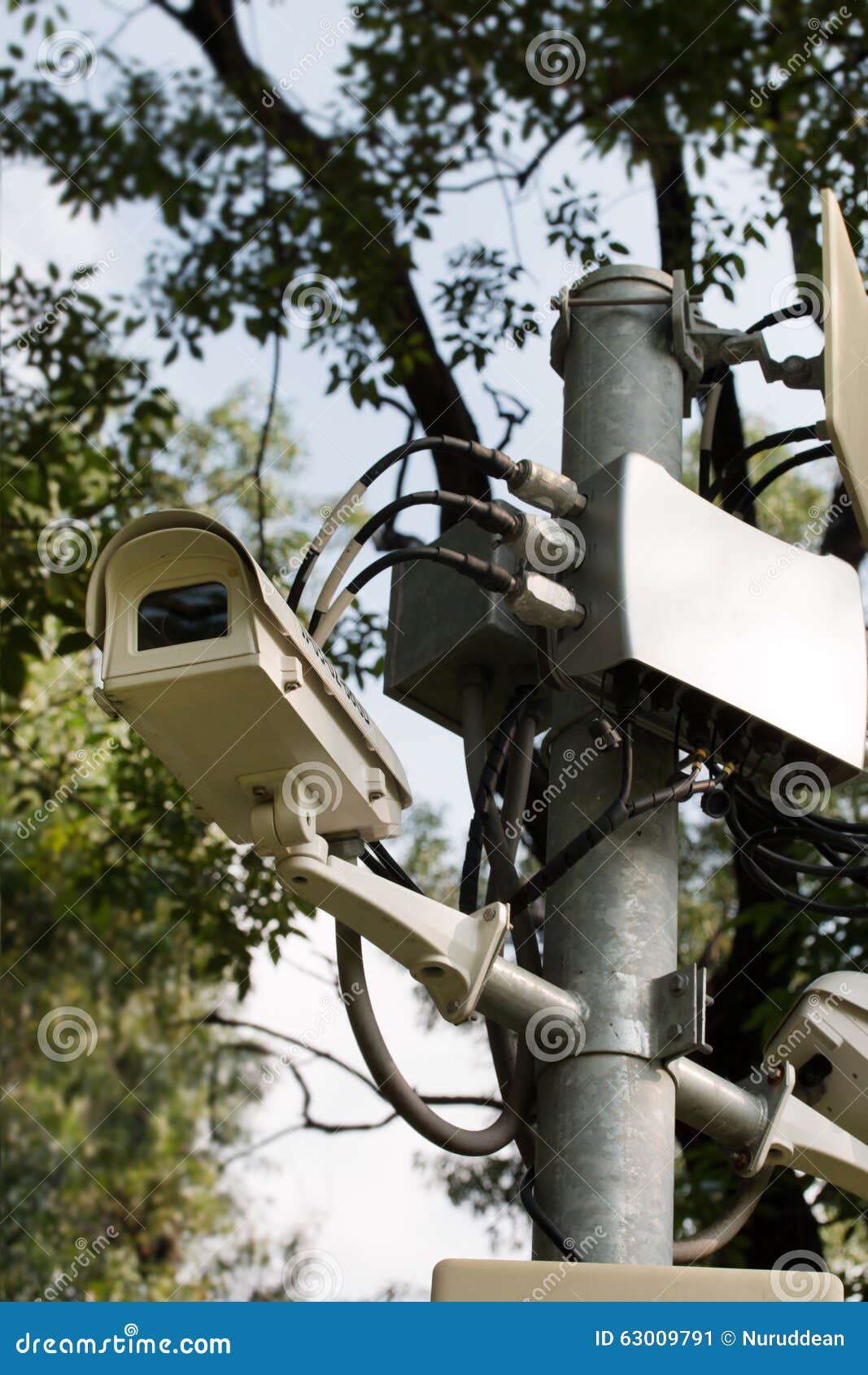 Security camera in a park stock image. Image of camera - 63009791