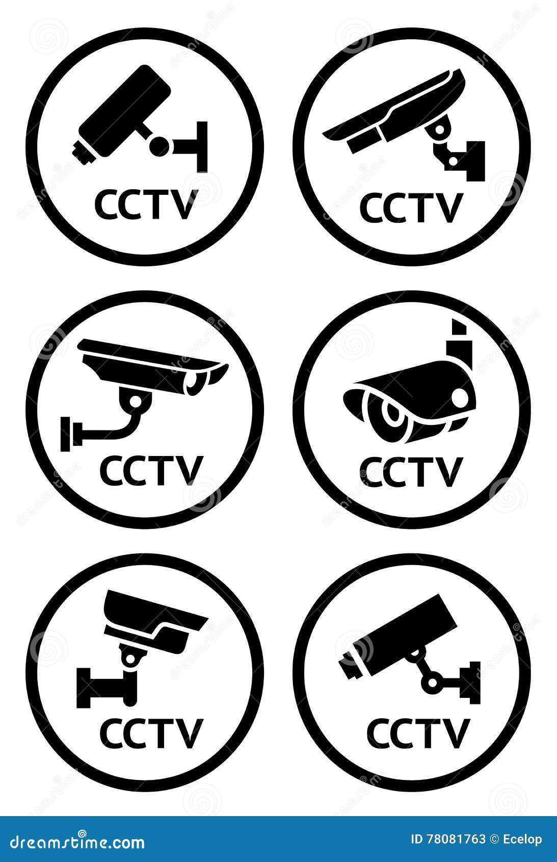 Security Camera Pictograms Set Stock Vector - Illustration of caution ...
