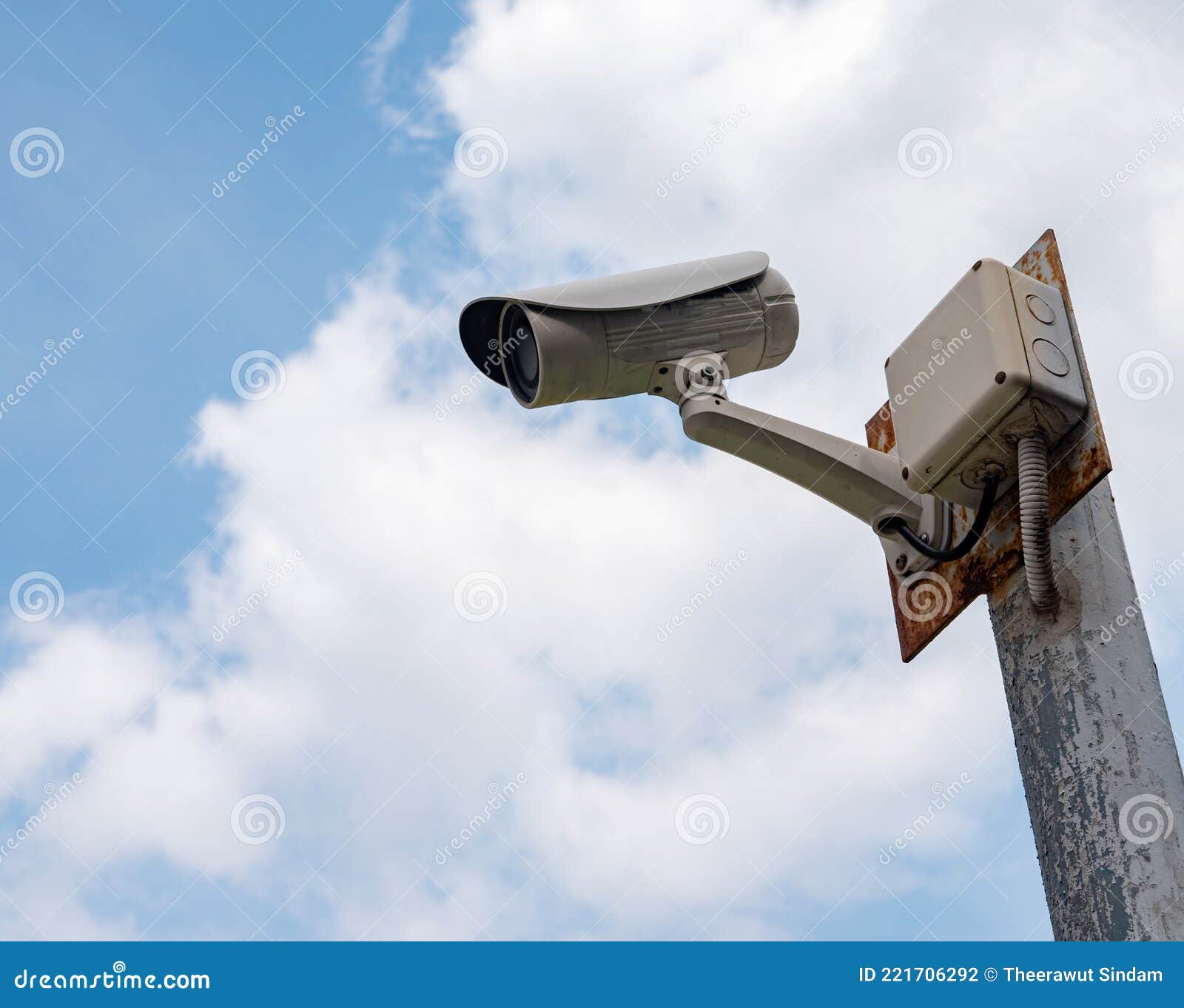 Security Camera on Pillar, Security Camera on Post Stock Photo - Image ...