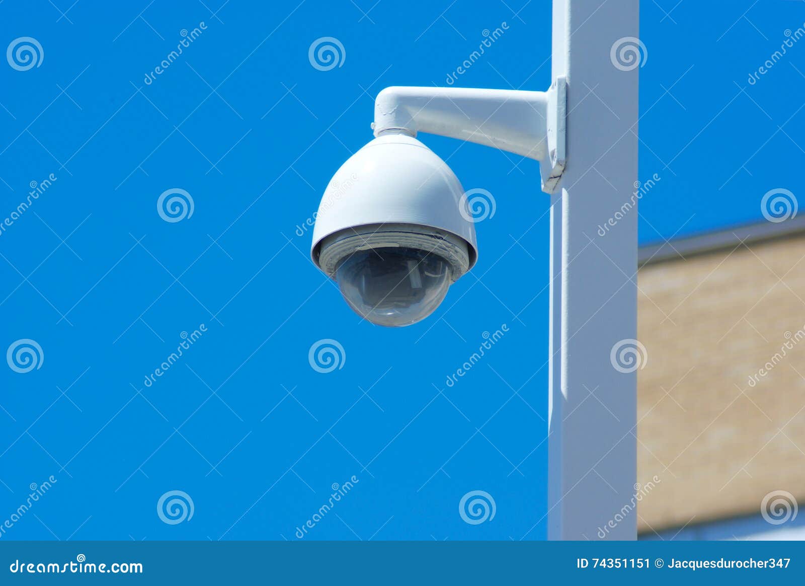 Security Camera Post Outside on Blue Sky Stock Image - Image of modern ...
