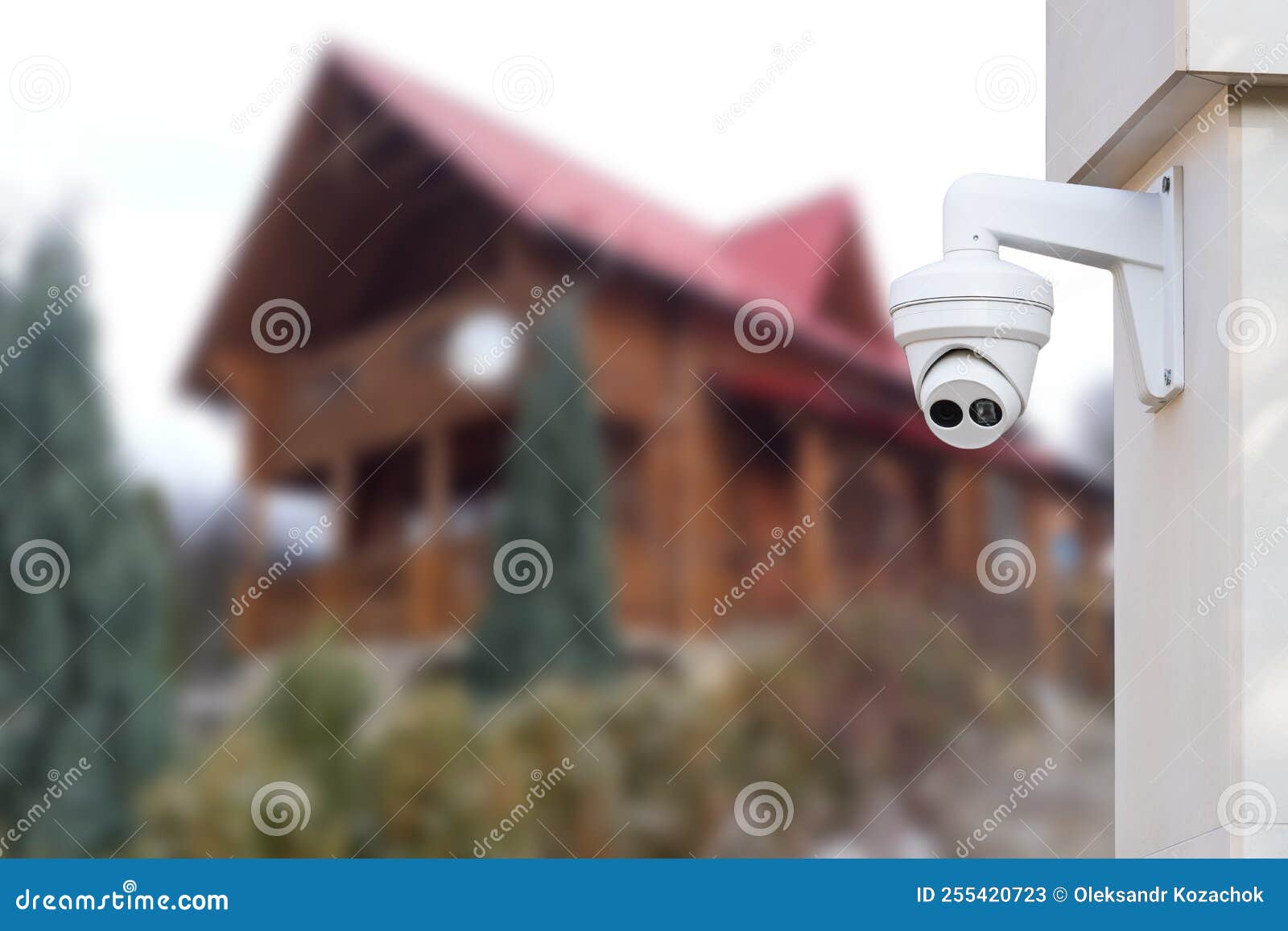 Security Camera and Private House on the Background. Stock Image ...