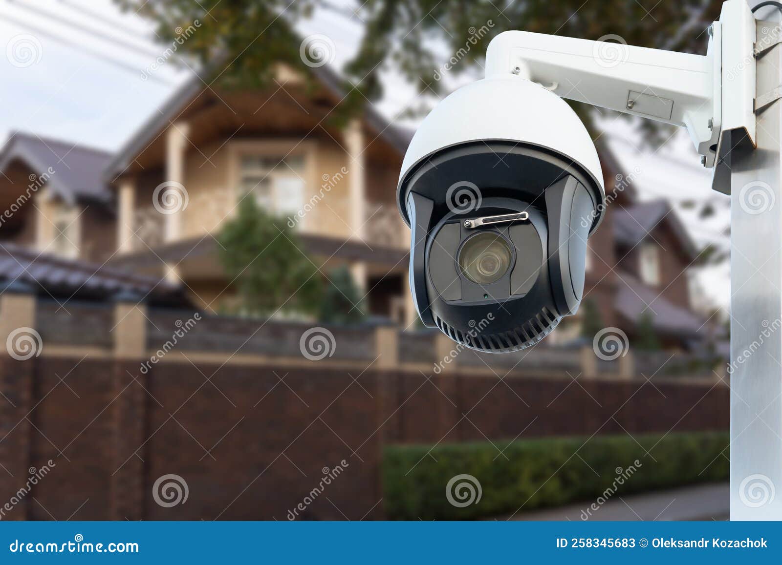 Security Camera and Private House on the Background. Stock Image ...