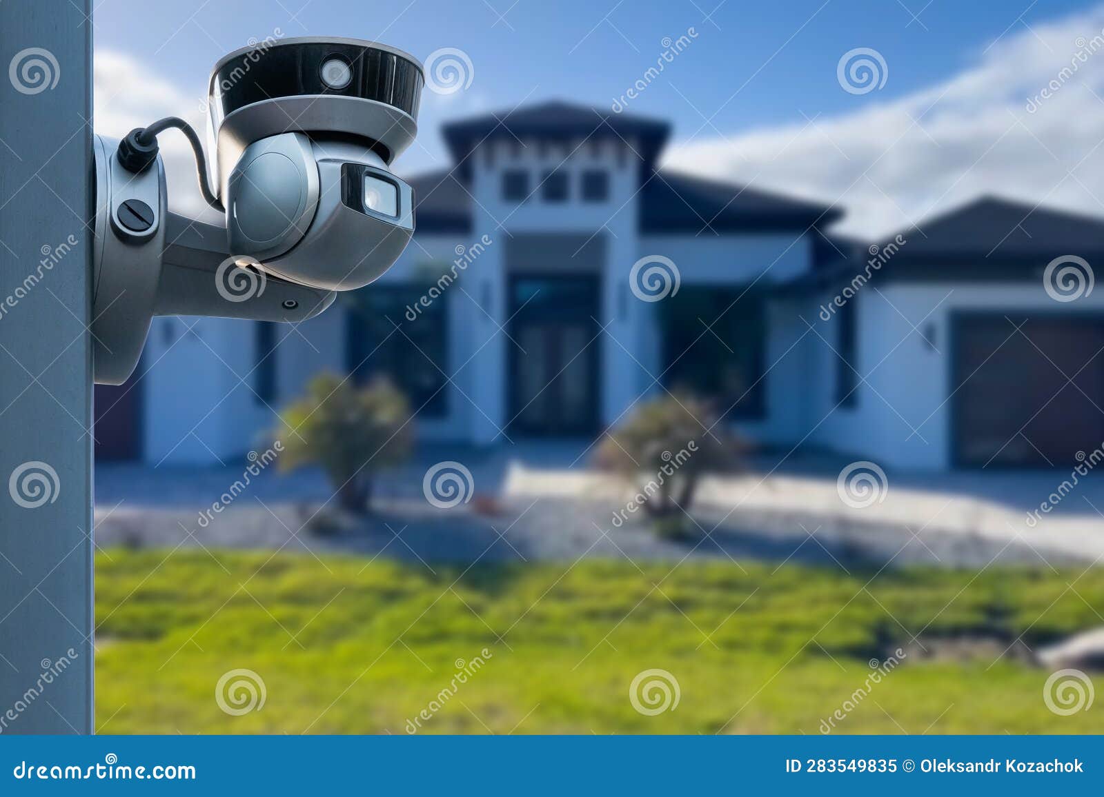 Security Camera and Private House on the Background. Stock Image ...