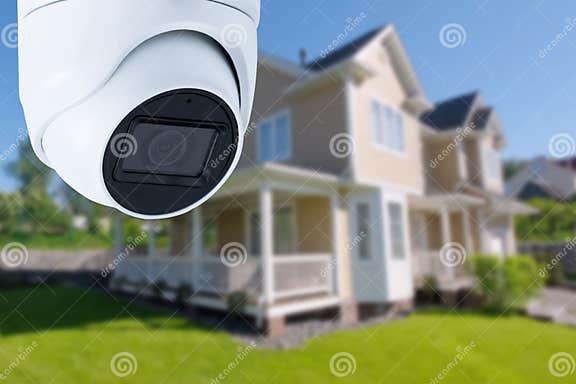 Security Camera and Private House on the Background. Stock Image ...