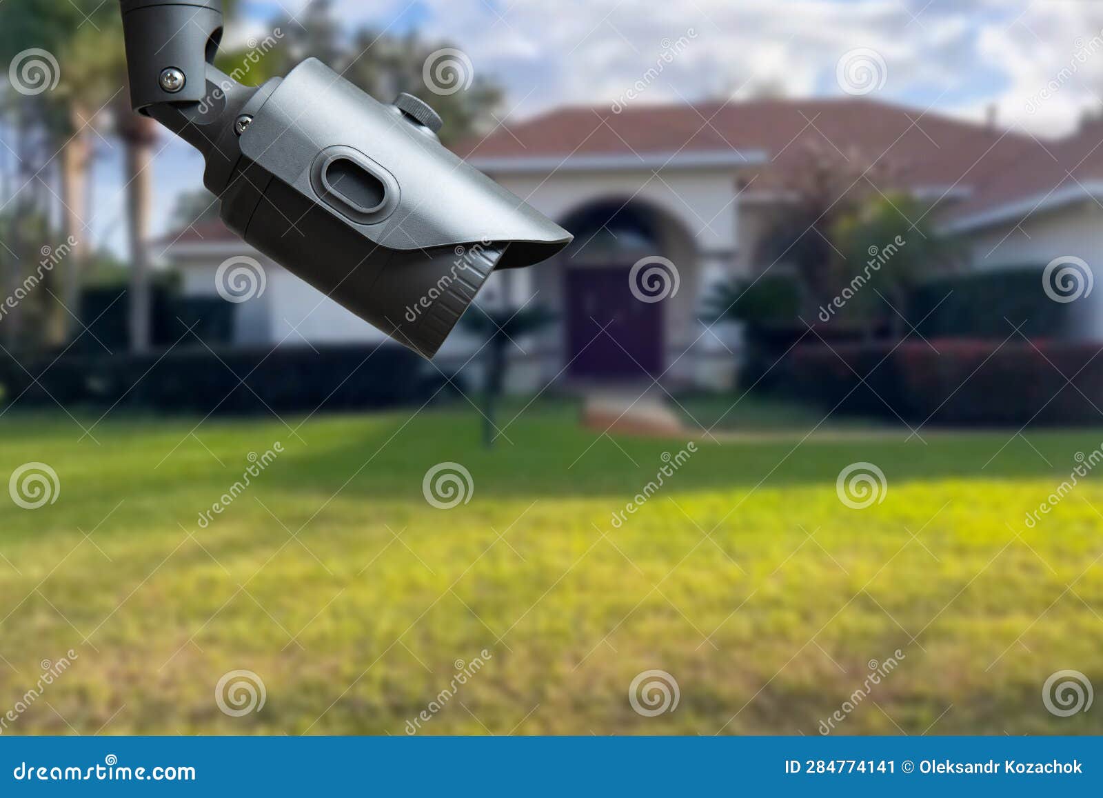 Security Camera and Private House on the Background. Stock Image ...