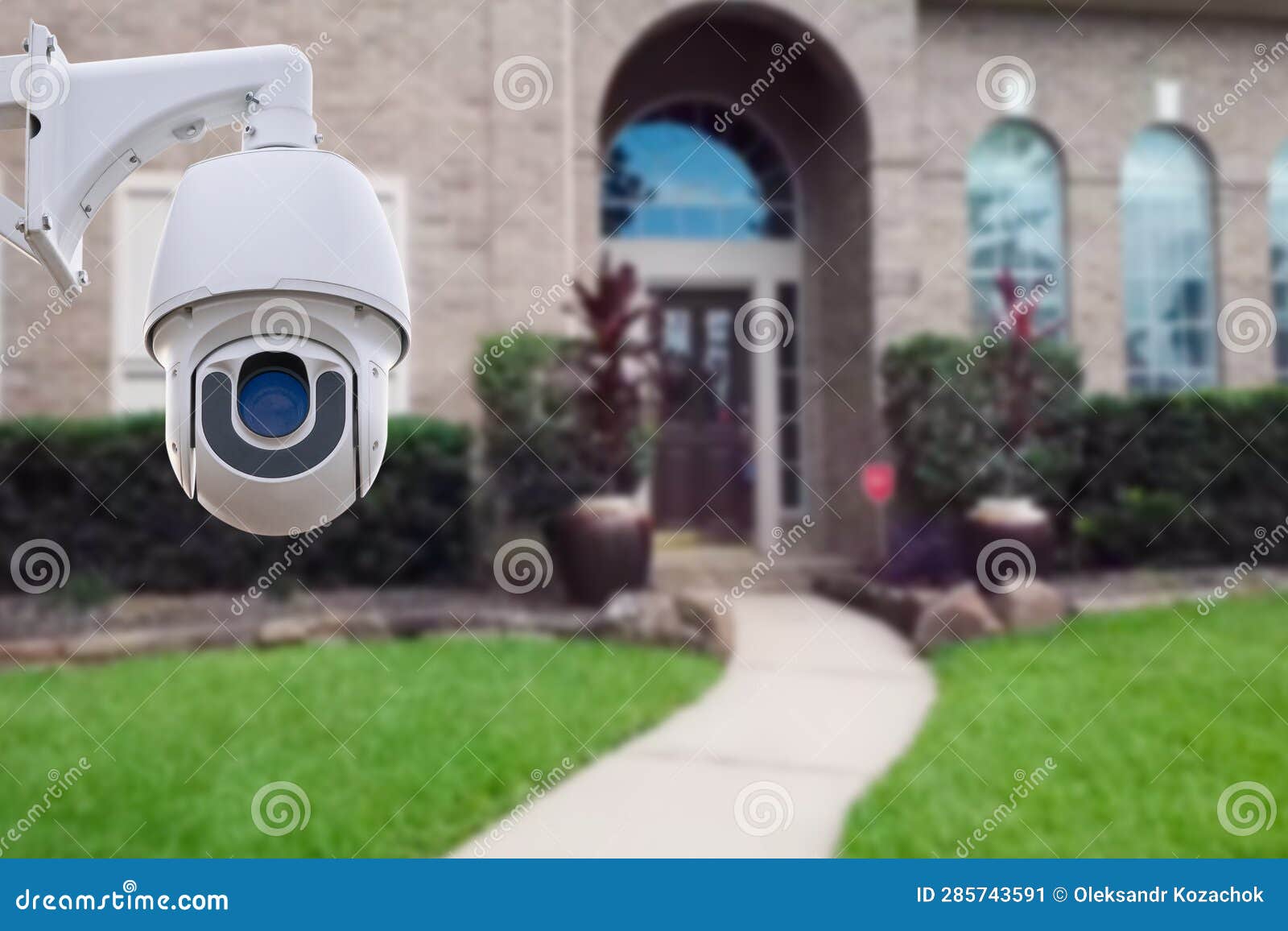 Security Camera and Private House on the Background. Stock Image ...