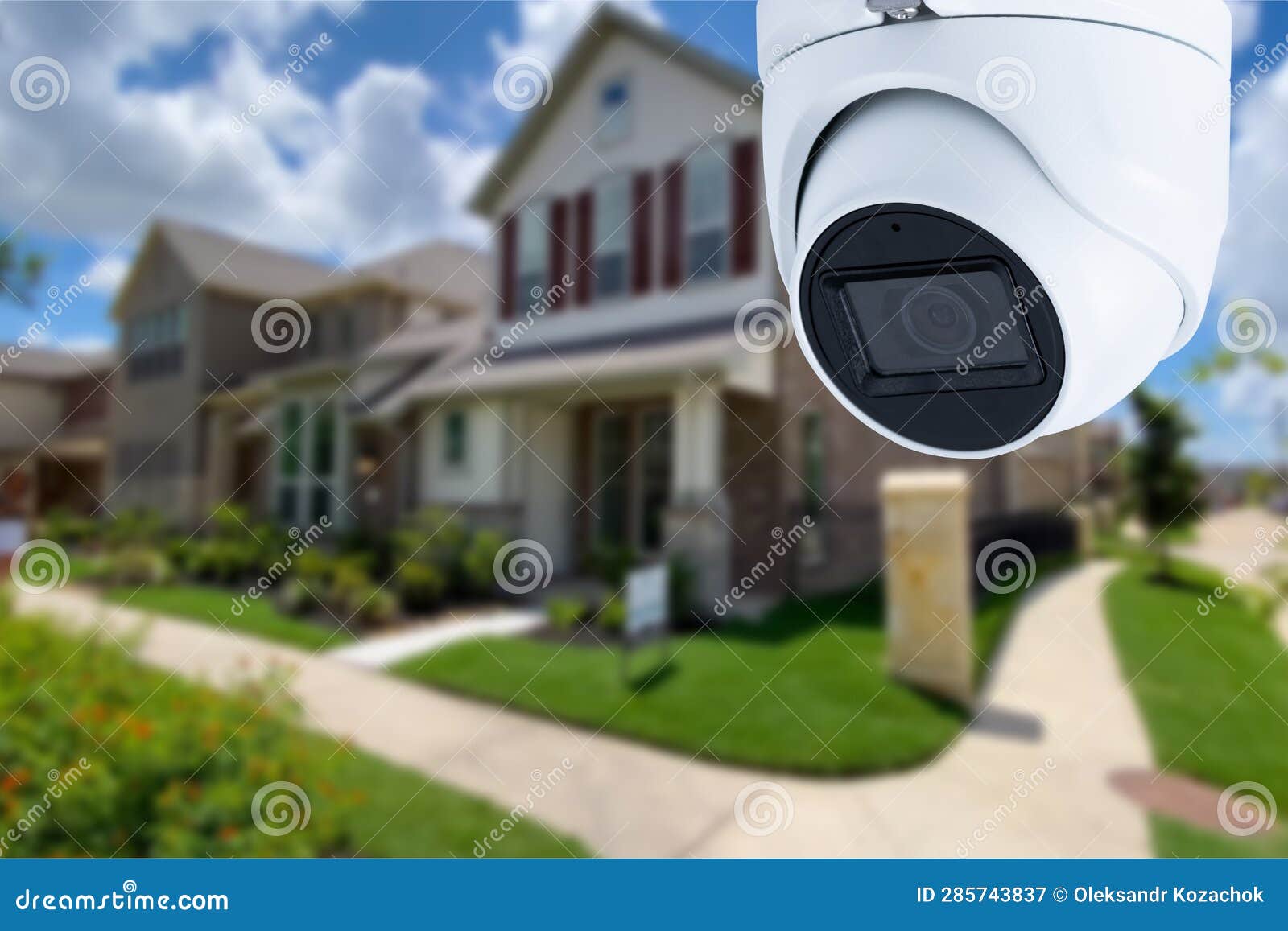 Security Camera and Private House on the Background. Stock Image ...