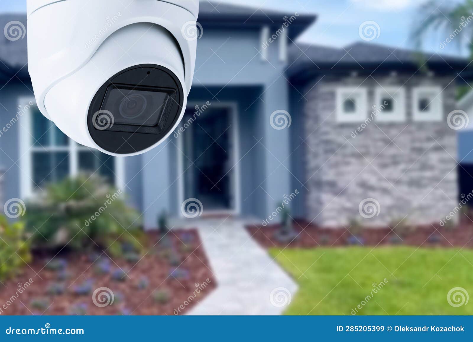 Security Camera and Private House on the Background. Stock Image ...
