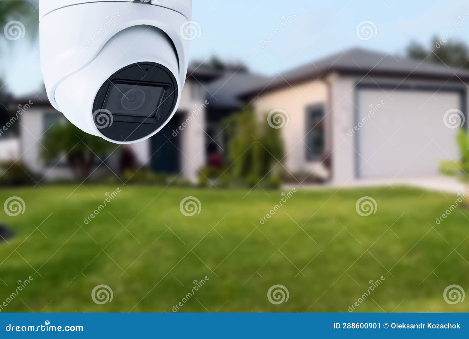 Security Camera and Private House on the Background. Stock Image ...
