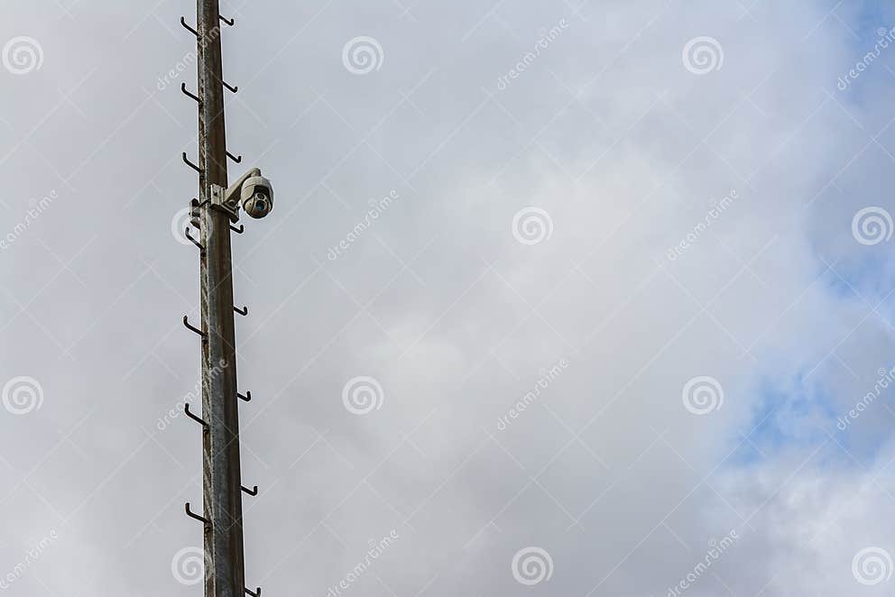 Security camera pylon stock photo. Image of surveillance - 214010682