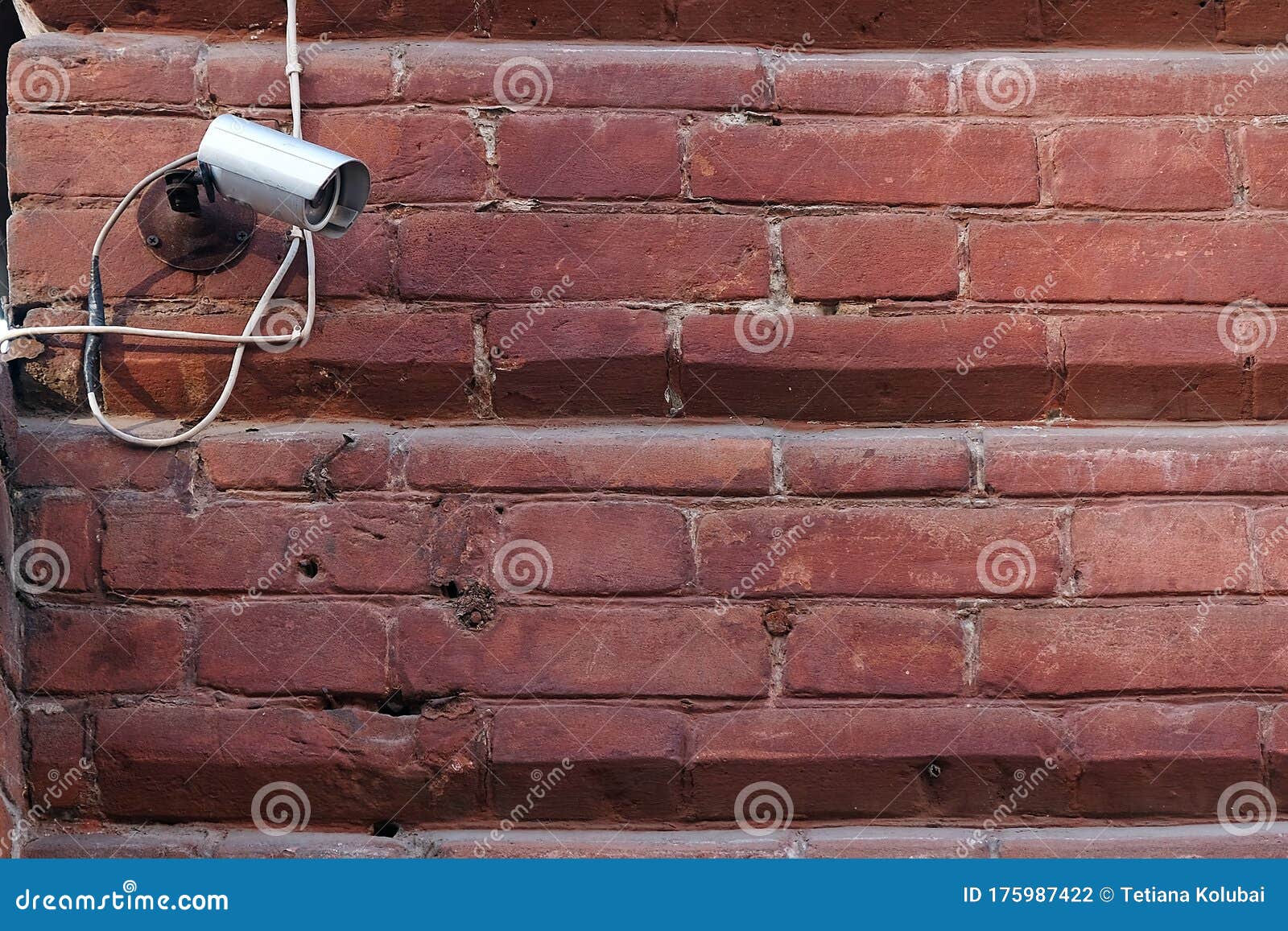 Security Camera on a Red Brick Wall. Stock Photo - Image of mock ...