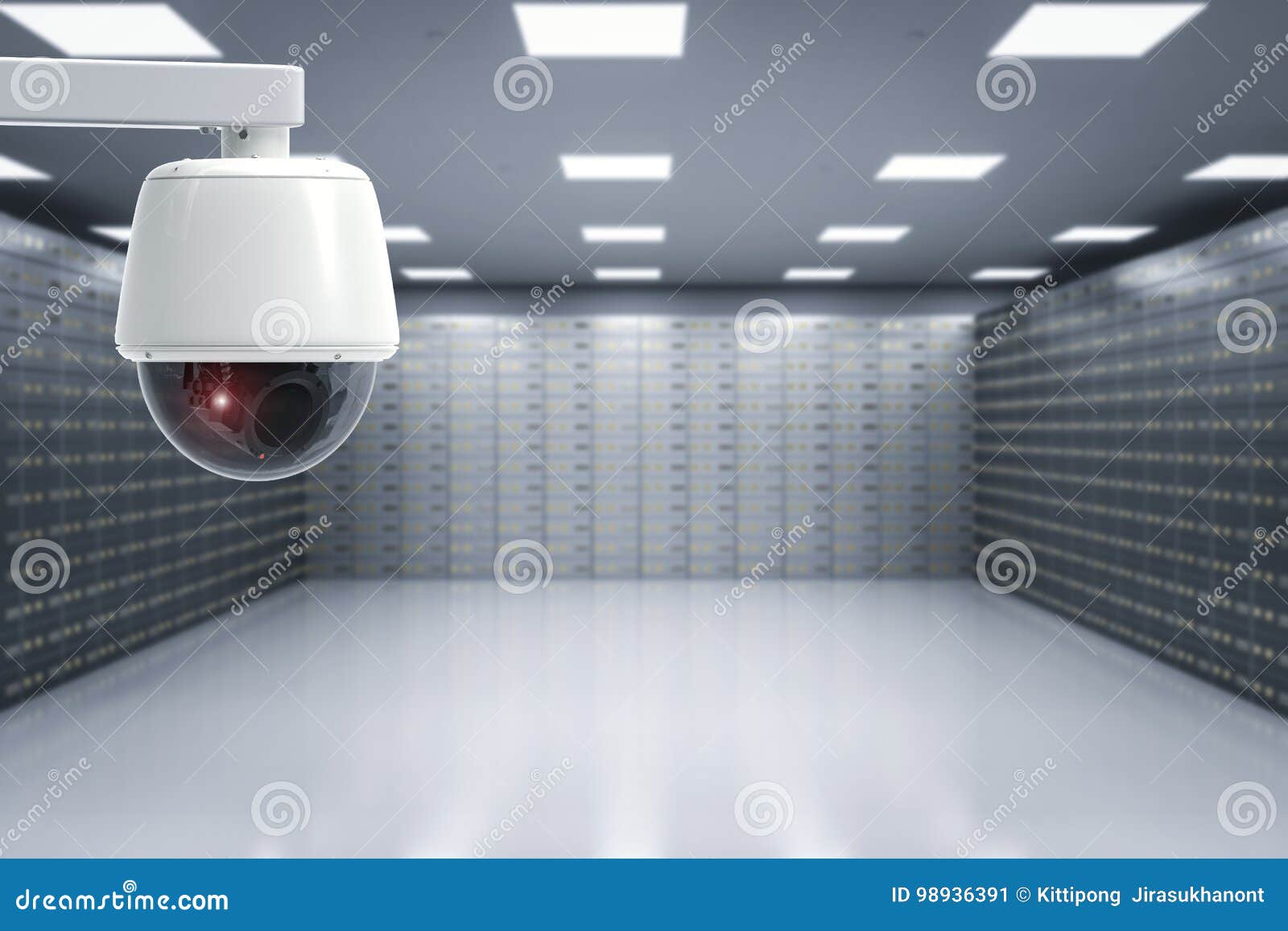 Security Camera in Safe Deposit Boxes Room Stock Image - Image of ...