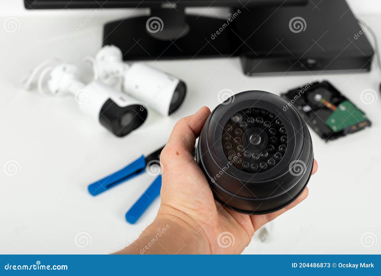 Security camera setup stock image. Image of home, equipment - 204486873