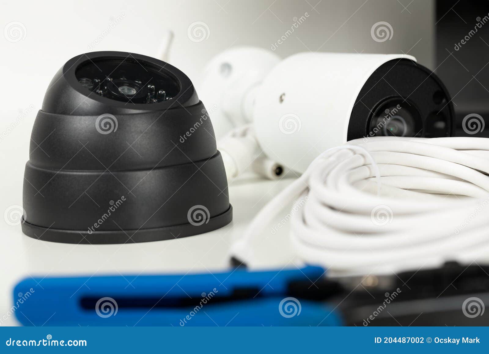 Security camera setup stock photo. Image of outdoor - 204487002