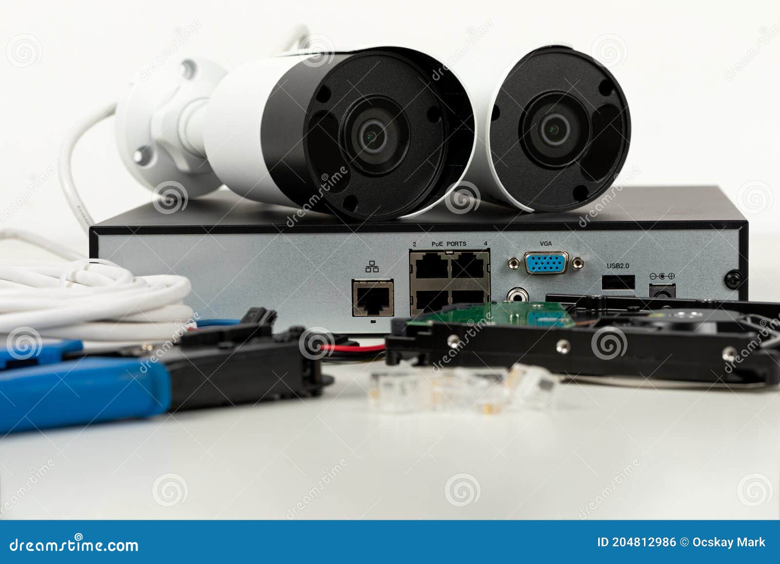 Security camera setup stock photo. Image of electrical - 204812986