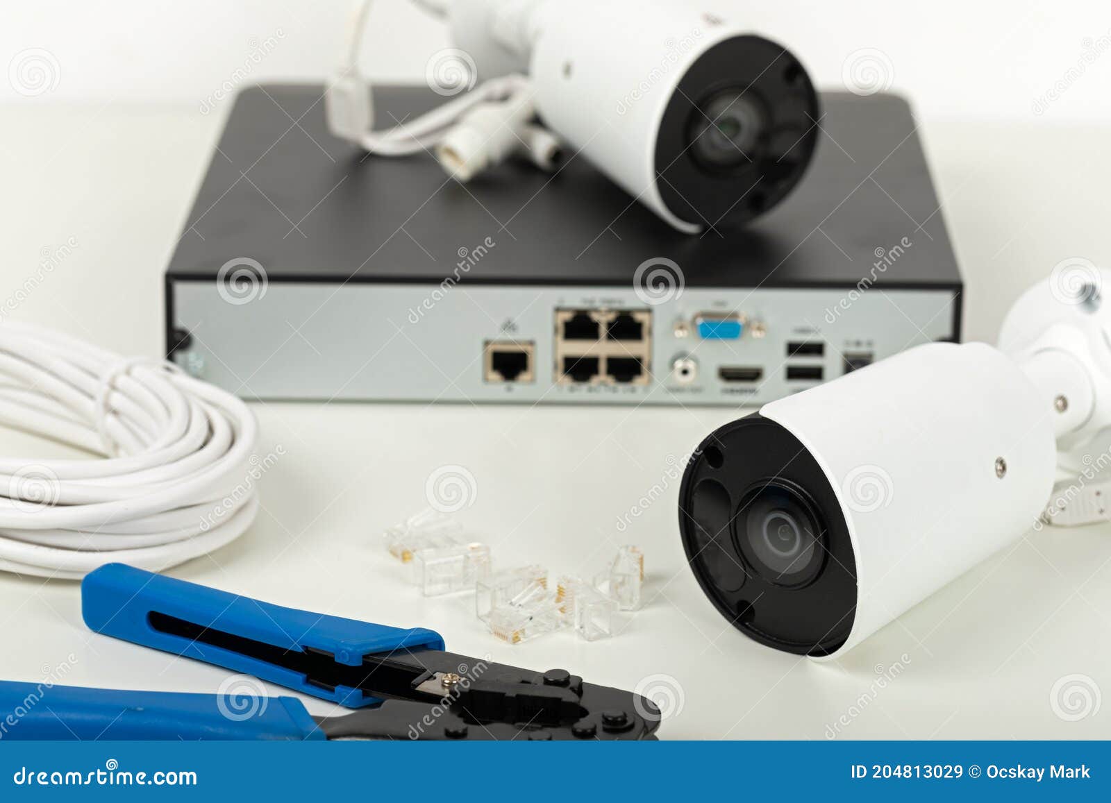 Security camera setup stock image. Image of cable, digital - 204813029