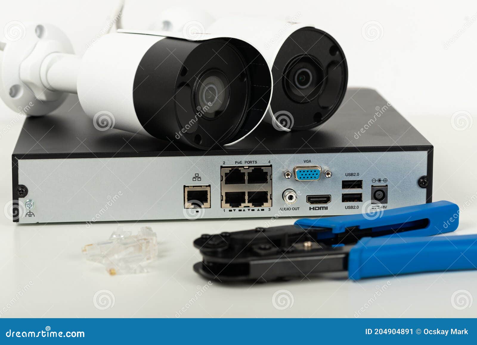 Security camera setup stock image. Image of fitting - 204904891