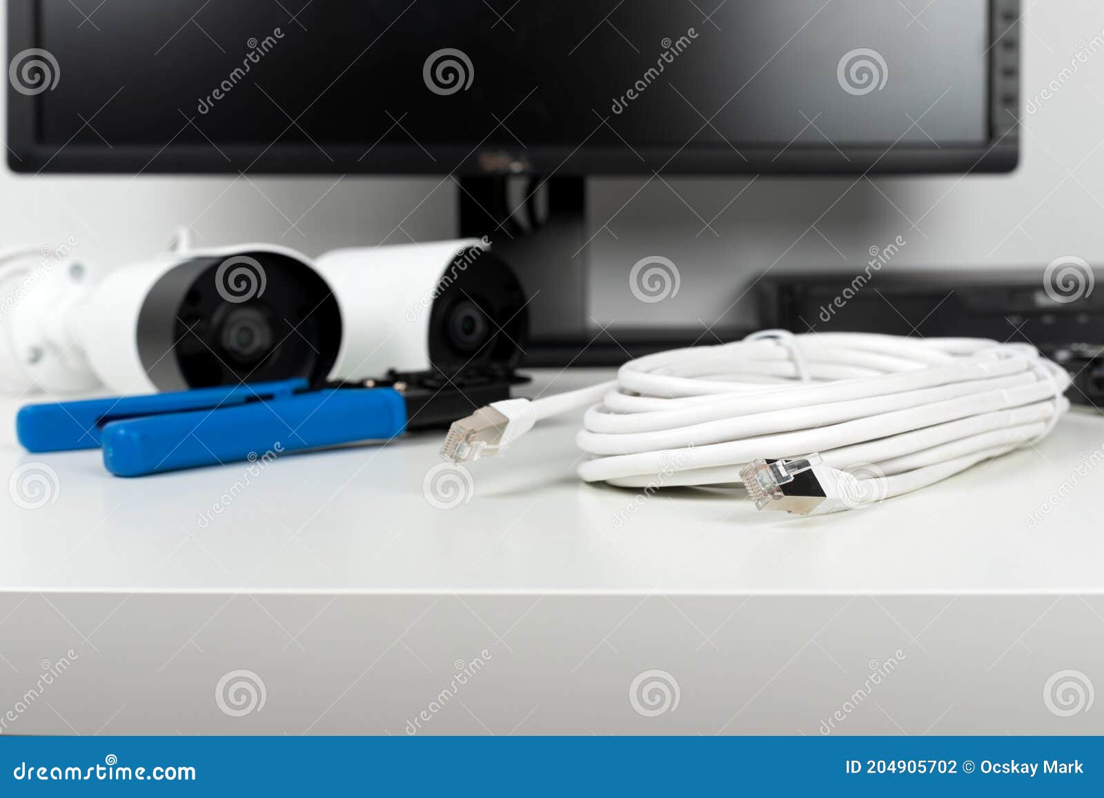 Security camera setup stock photo. Image of building - 204905702
