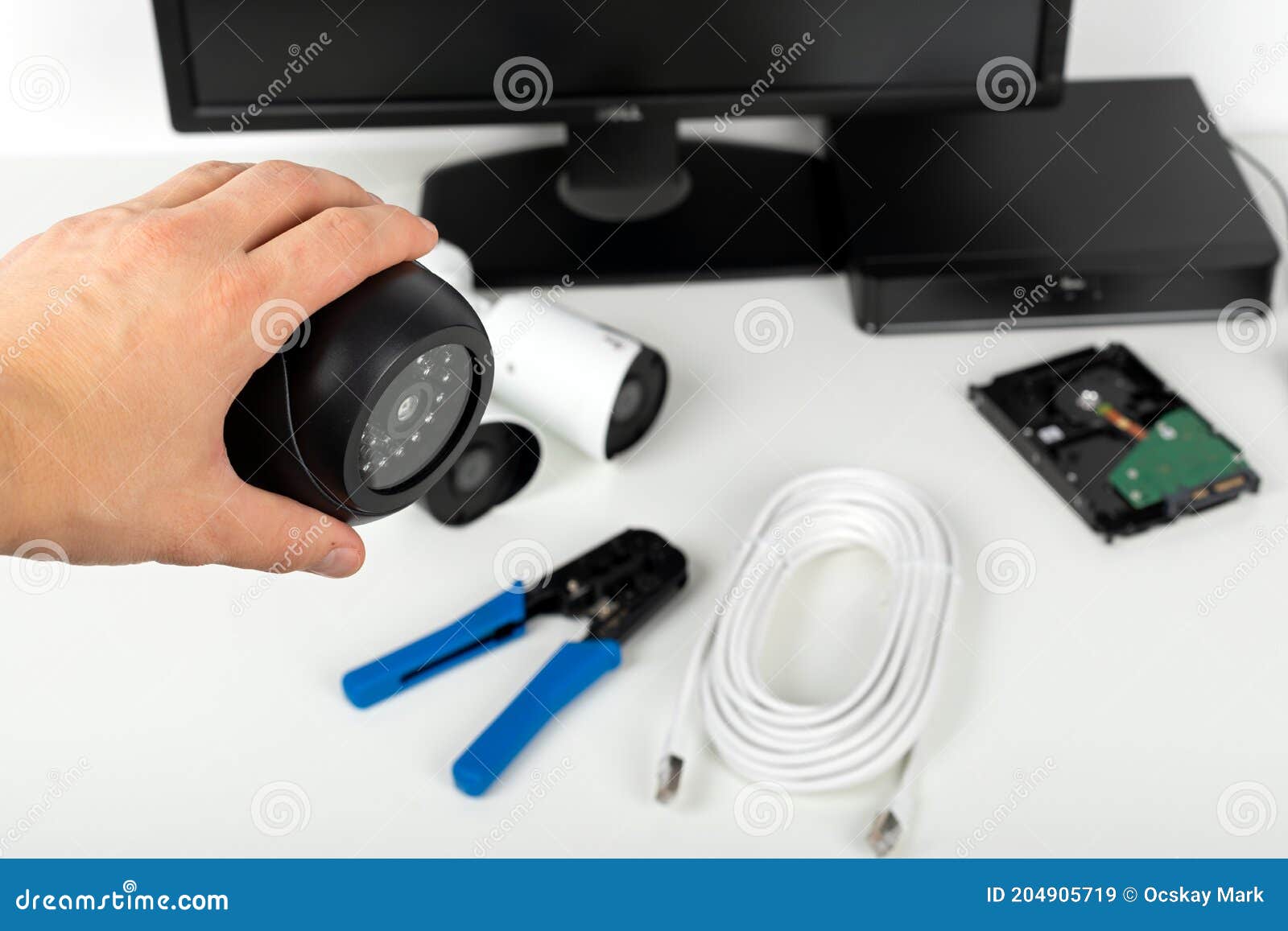 Security camera setup stock image. Image of monitor - 204905719