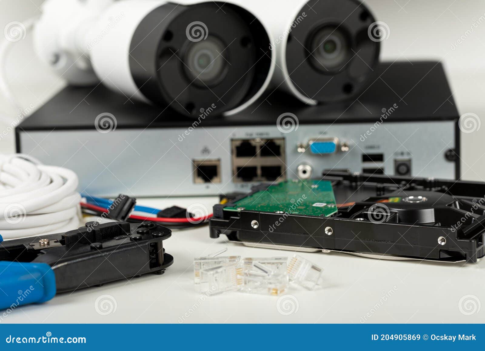 Security camera setup stock image. Image of home, cable - 204905869