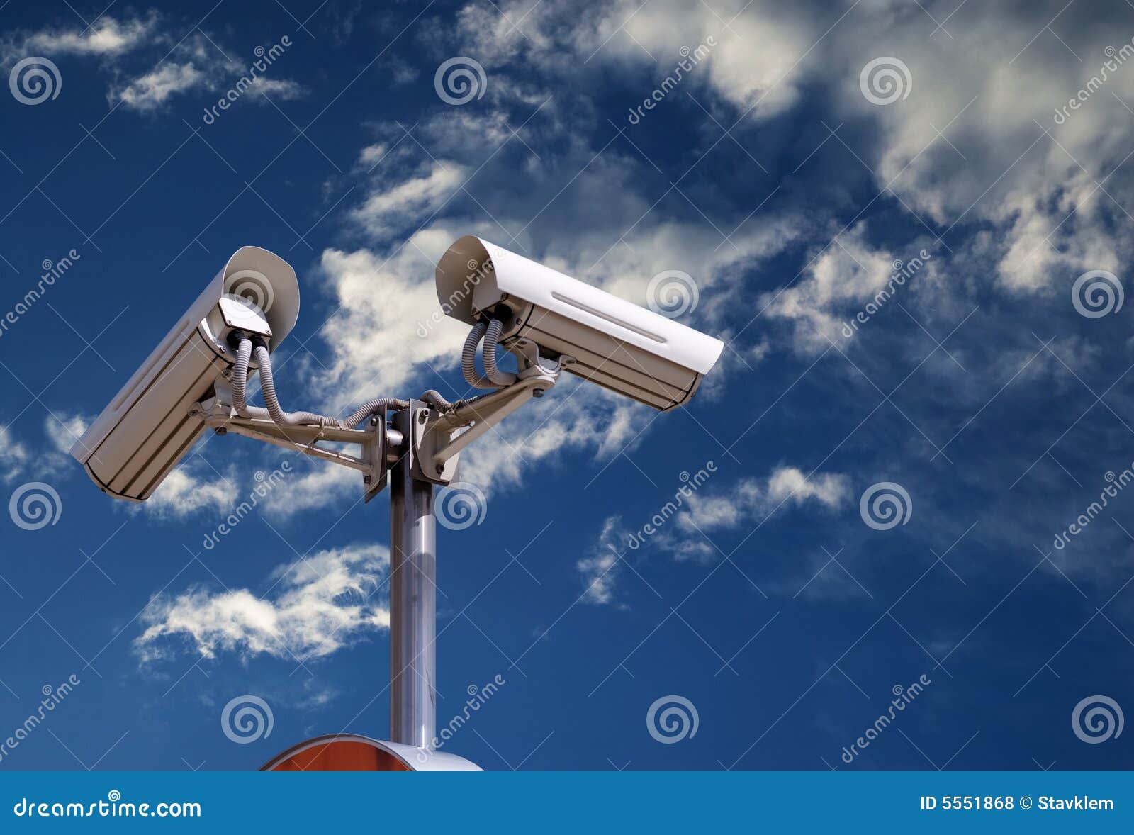 Security camera on the sky stock photo. Image of blue - 5551868