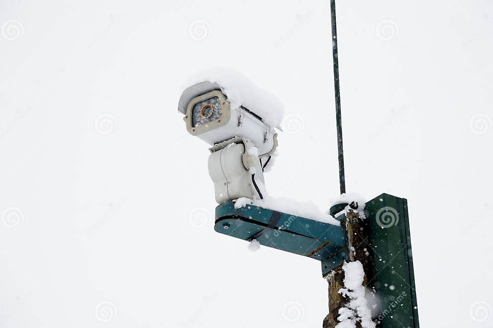 Security camera in snow stock photo. Image of clear, frost - 18624708