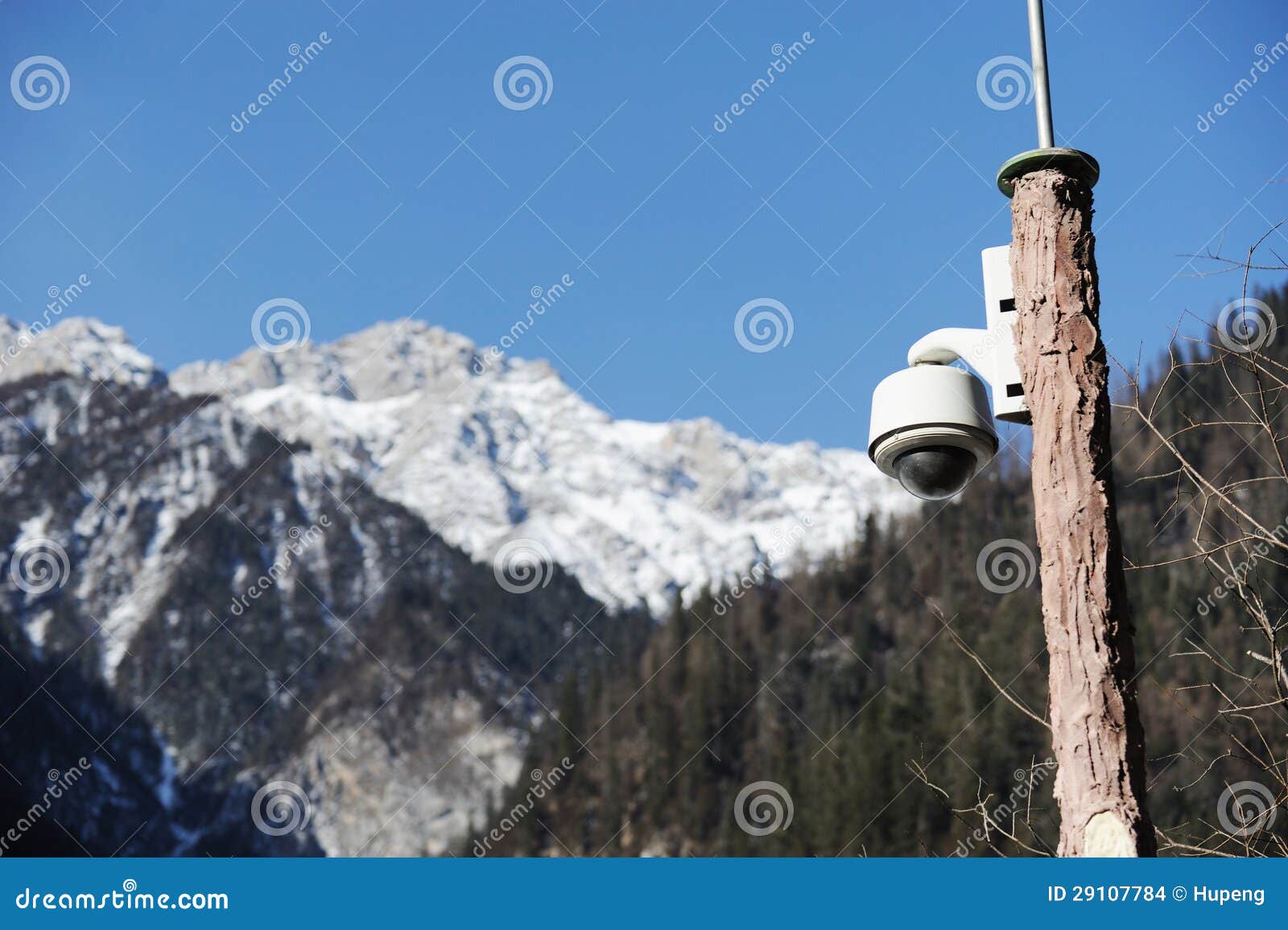Security Camera with Snow Mountain Stock Photo - Image of cold, damp ...