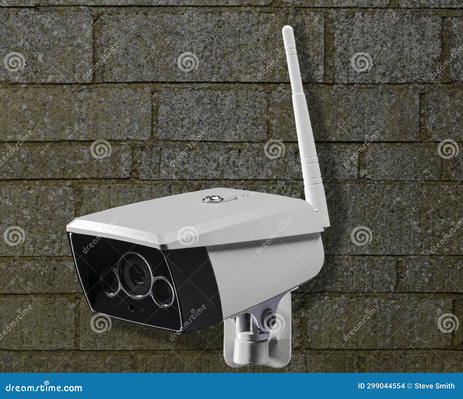 Security Camera on a Stone Wall Stock Photo - Image of remote ...