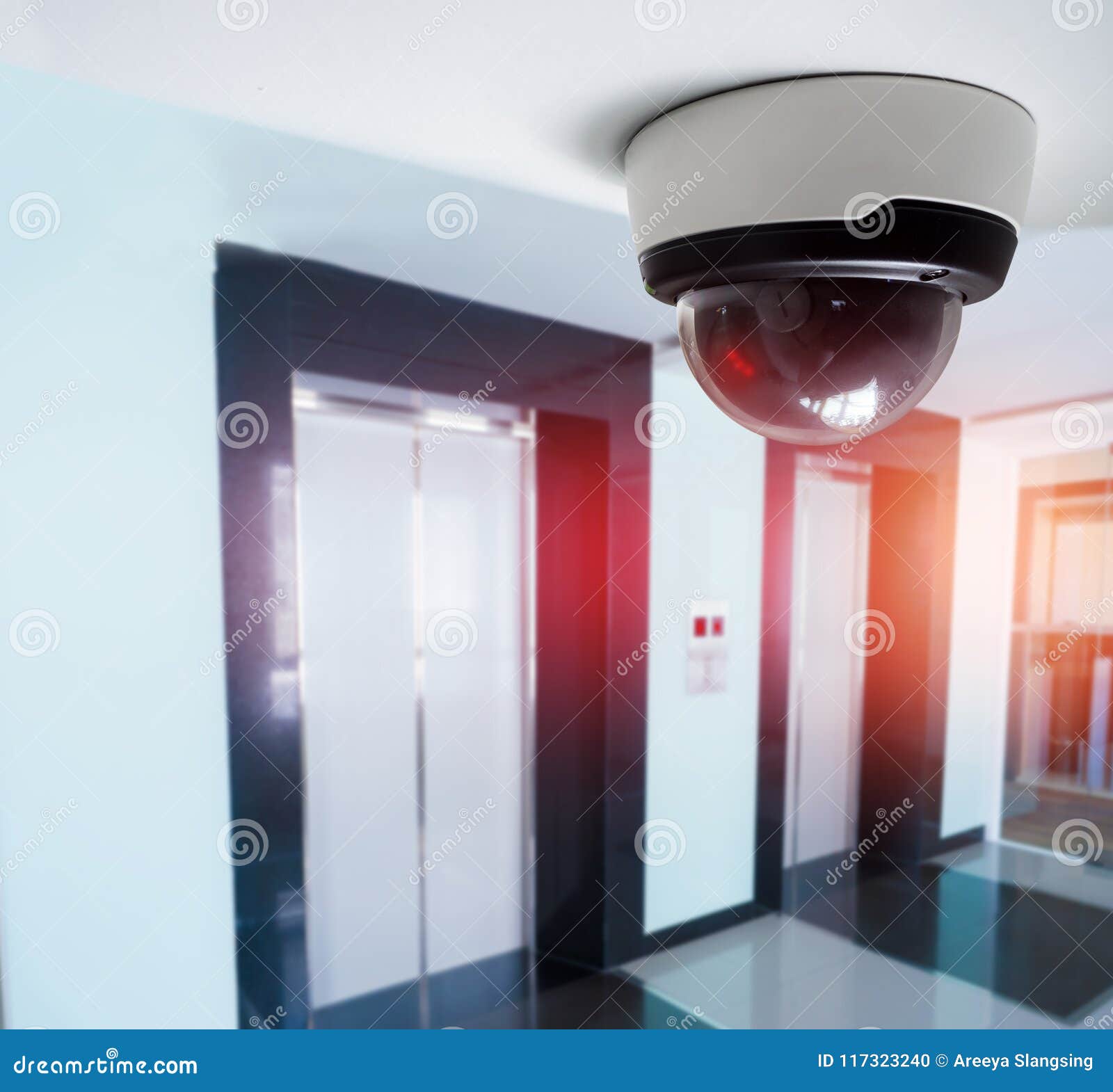Security Camera Surveillance Installed on Ceiling Stock Photo - Image ...