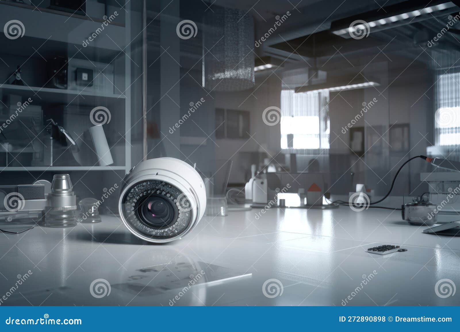 Security Camera Targeting a Detected Intrusion. AI Generated Stock ...
