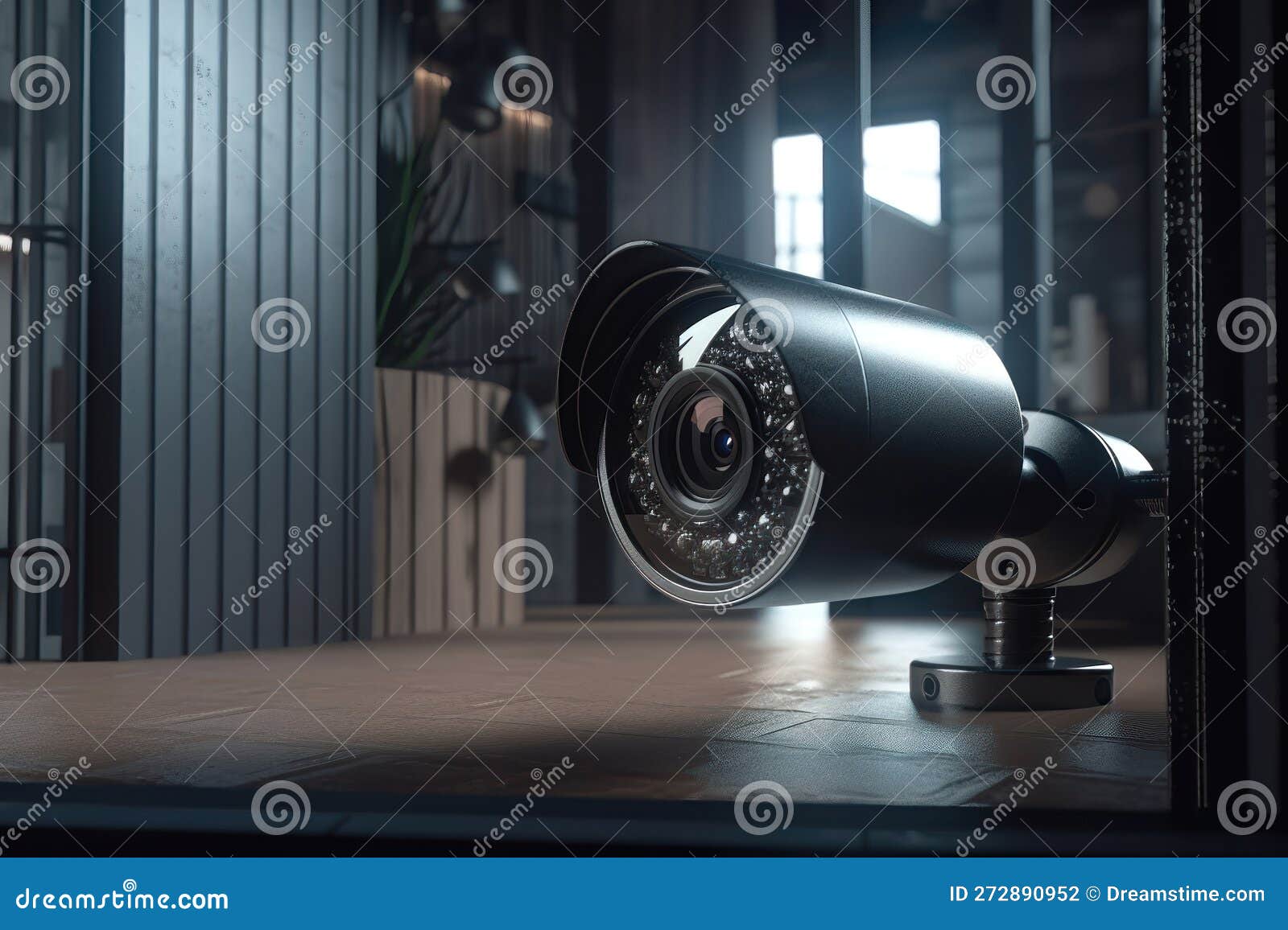 Security Camera Targeting a Detected Intrusion. AI Generated Stock ...