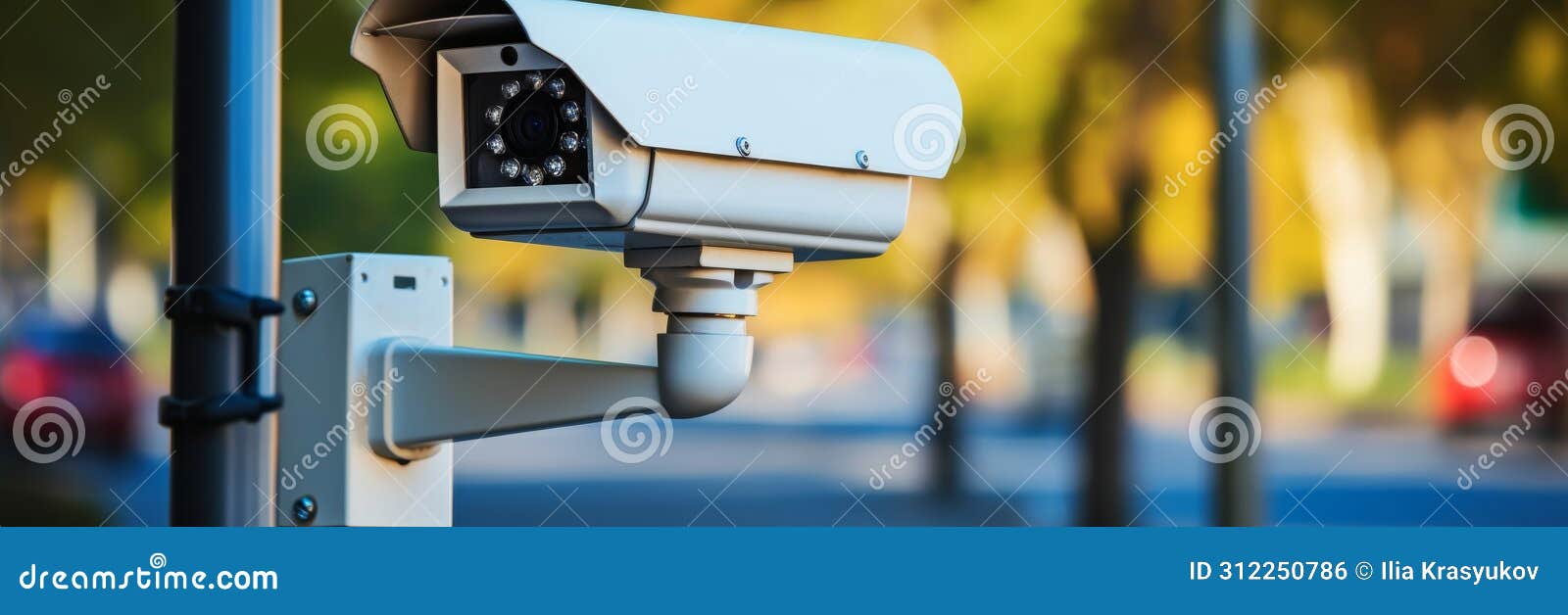 Security Camera in Urban City, Perfect for Text Overlay and ...