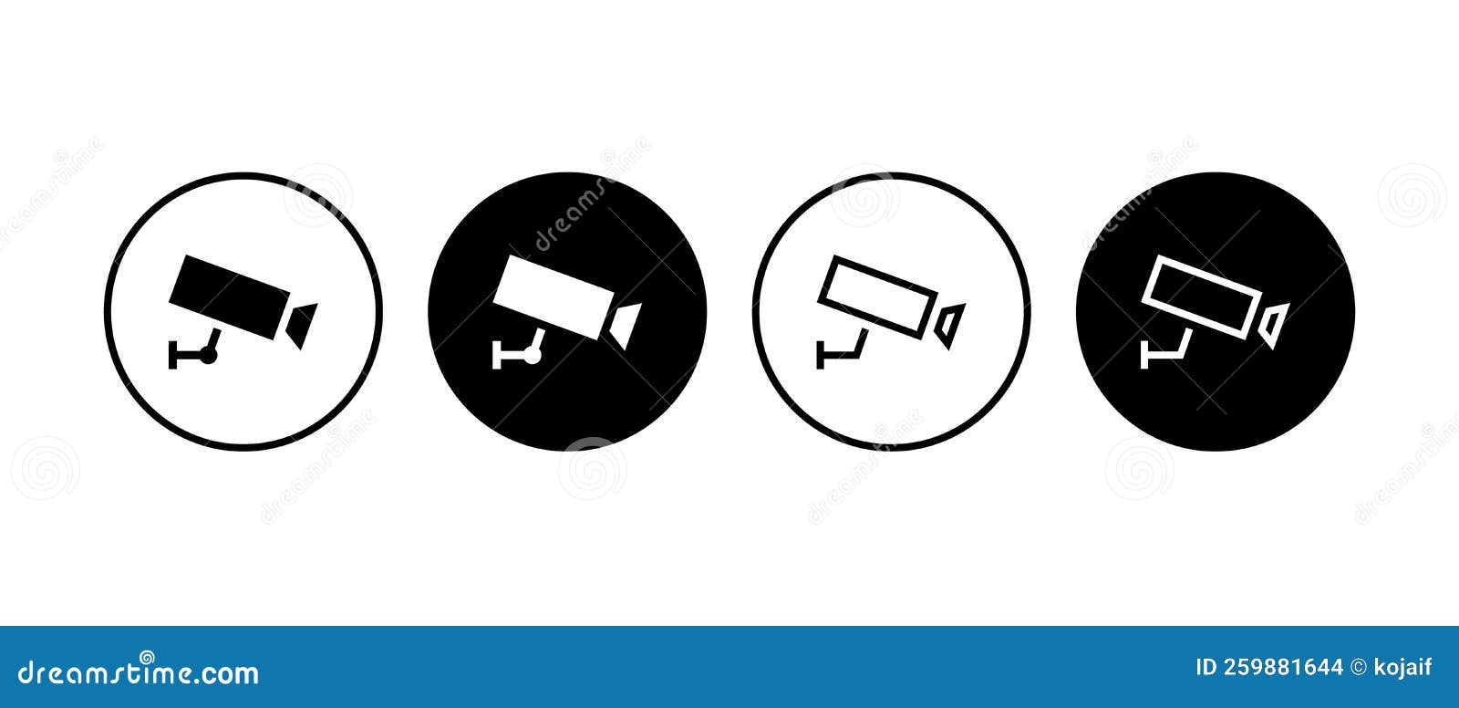 Security Camera Vector Icons Set. CCTV Camera Outline Symbol in Circle ...