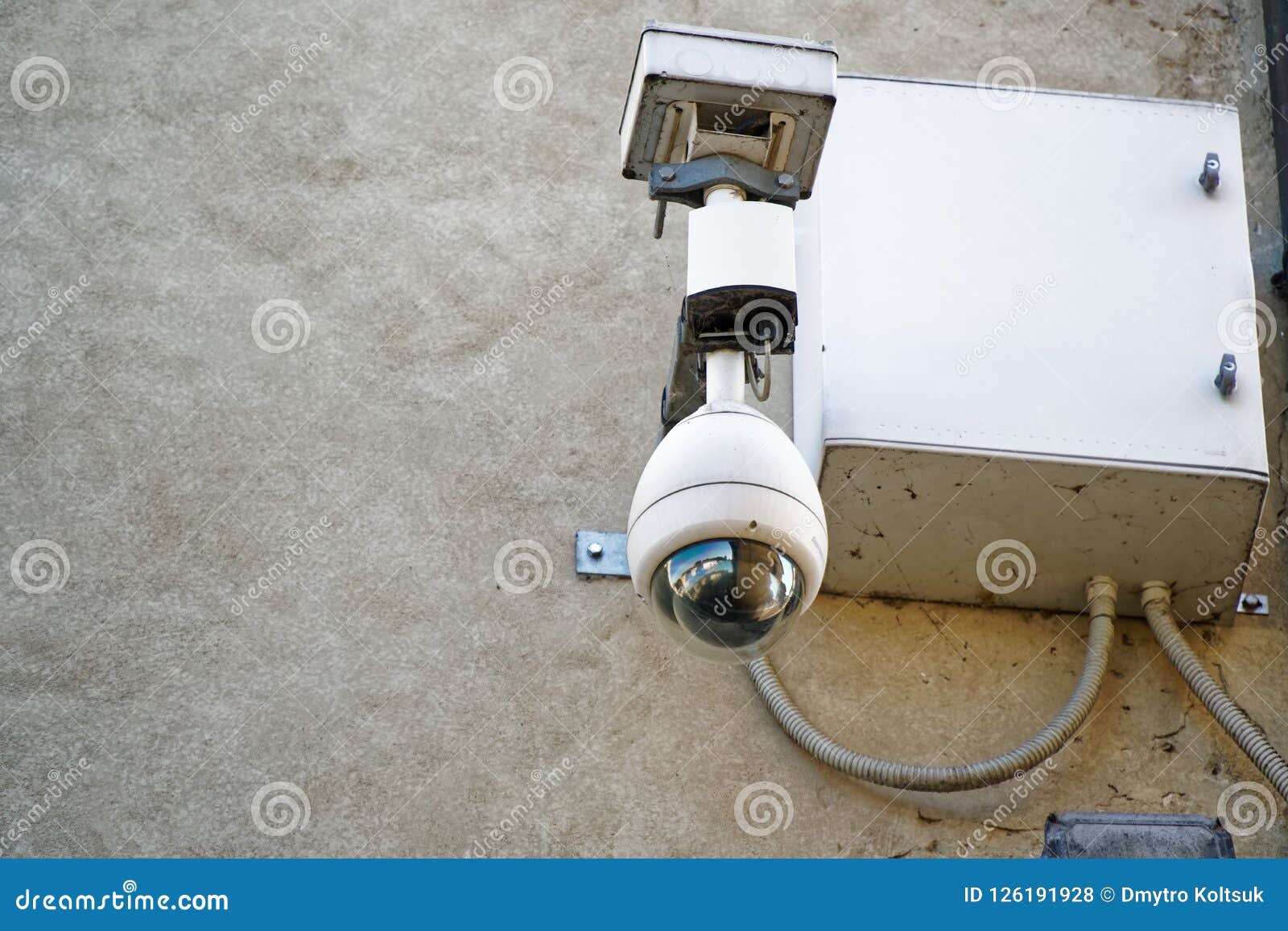 Security Camera and Video Equipment Box on Old Wall Stock Photo - Image ...