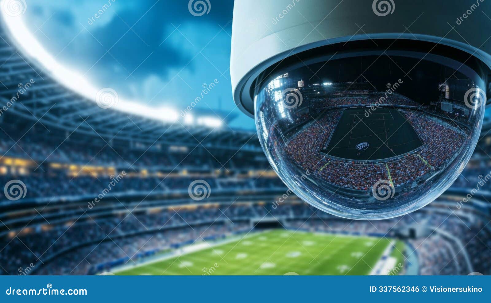 Security Camera View of a Full Stadium during a Game Stock Illustration ...