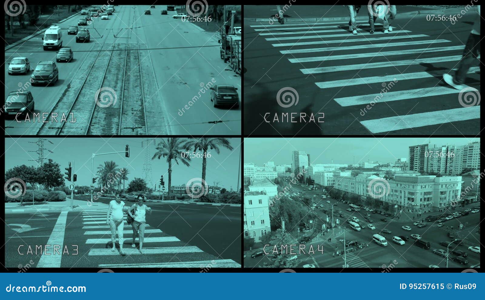 Security Camera View. Split Observation Screen. Stock Video - Video of ...